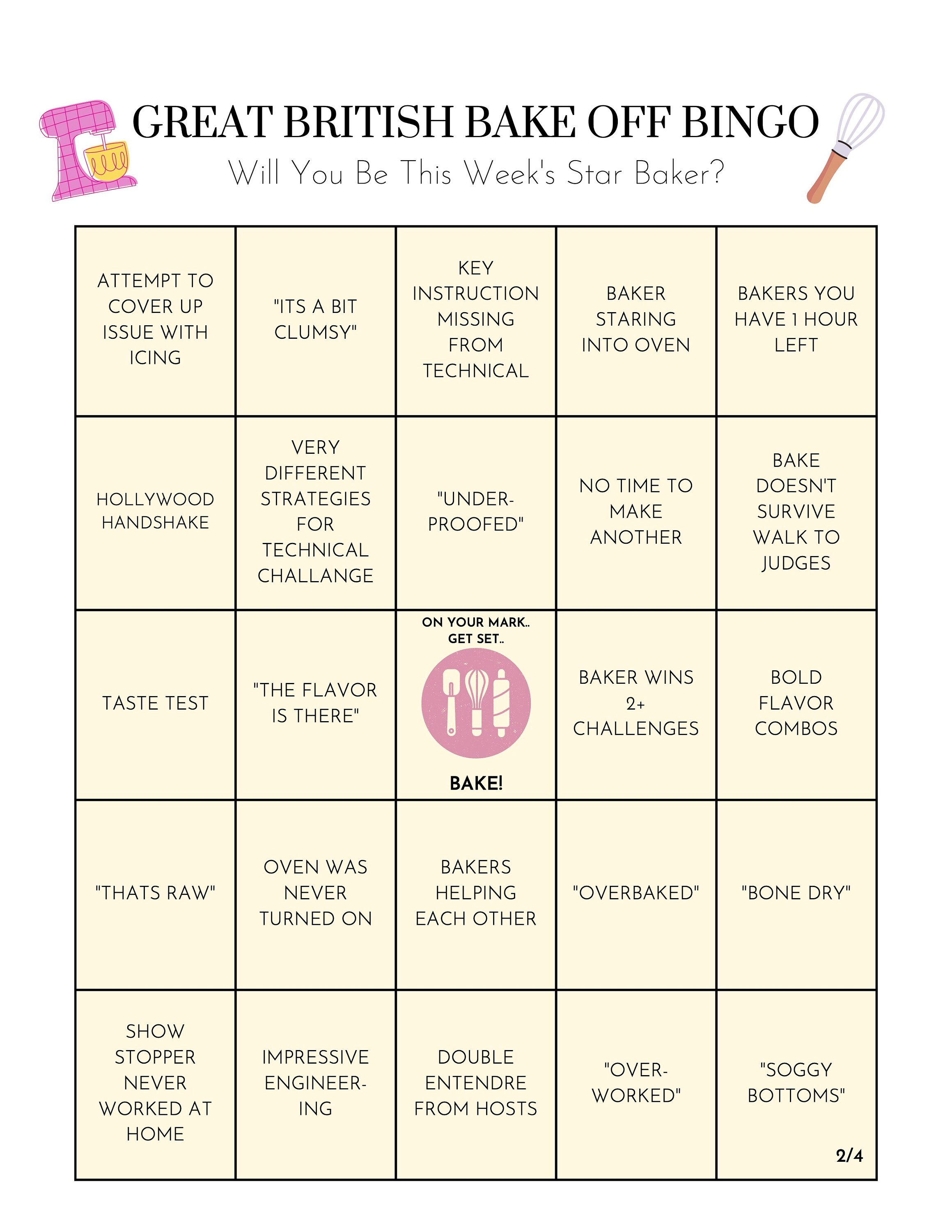 Laminated Bingo Game, Set of Four Cards TV Show - Etsy