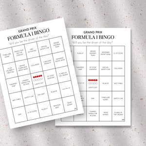 Formula 1 Bingo Card, F1 Game Download, F1 Game for Couples or Friends ...