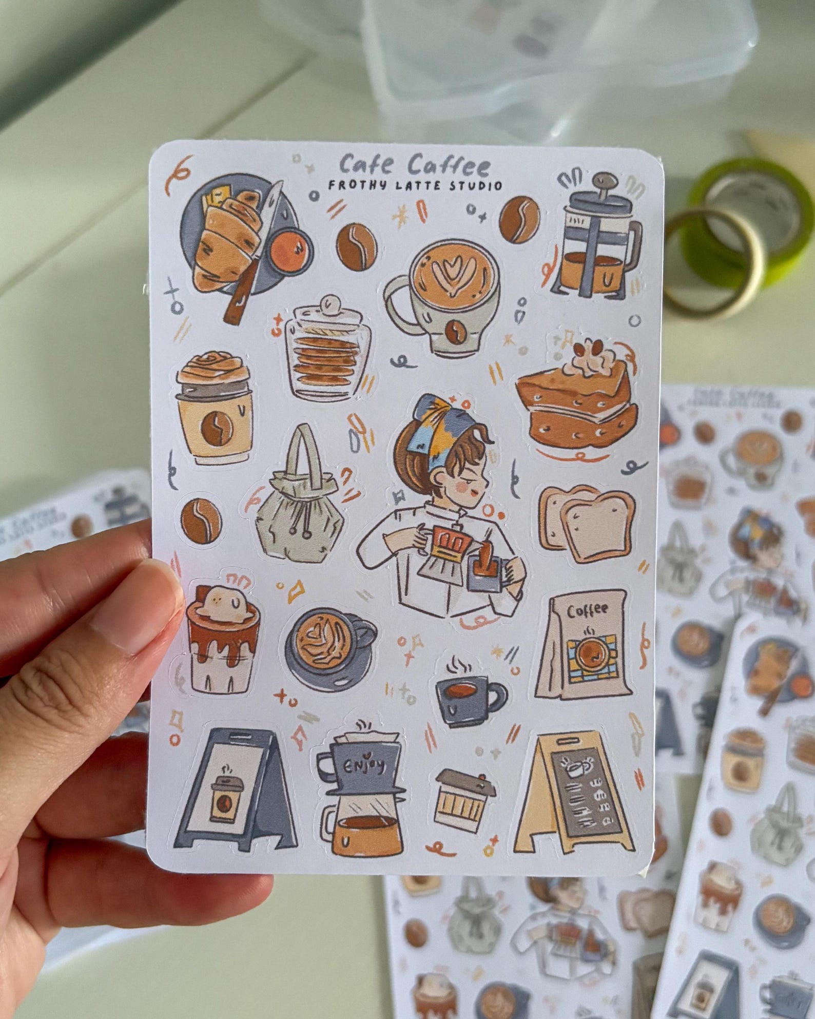 Sticker Sheets | Cafe Barista Coffee Theme Stickers for Journal ...