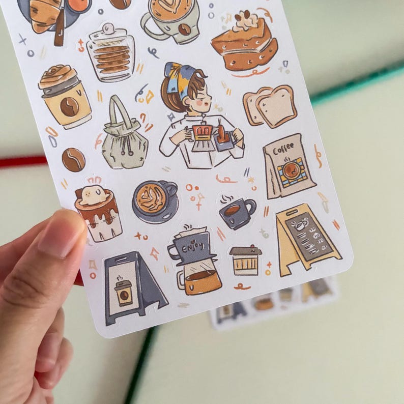 Sticker Sheets | Cafe Barista Coffee Theme Stickers for Journal ...