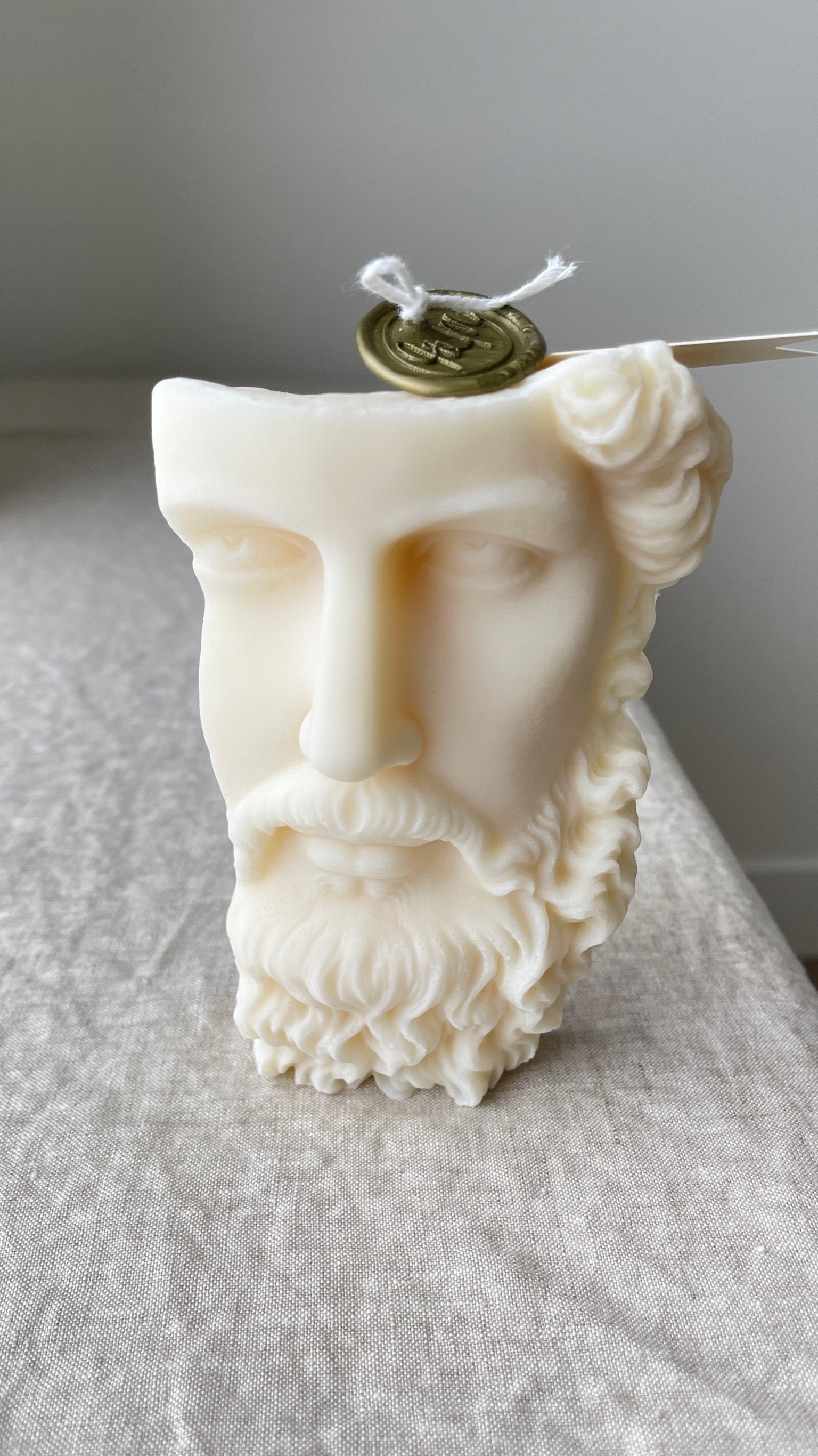 Greek Half Head Sculpture Candle, Shaped Candle, Sculptural Candle ...