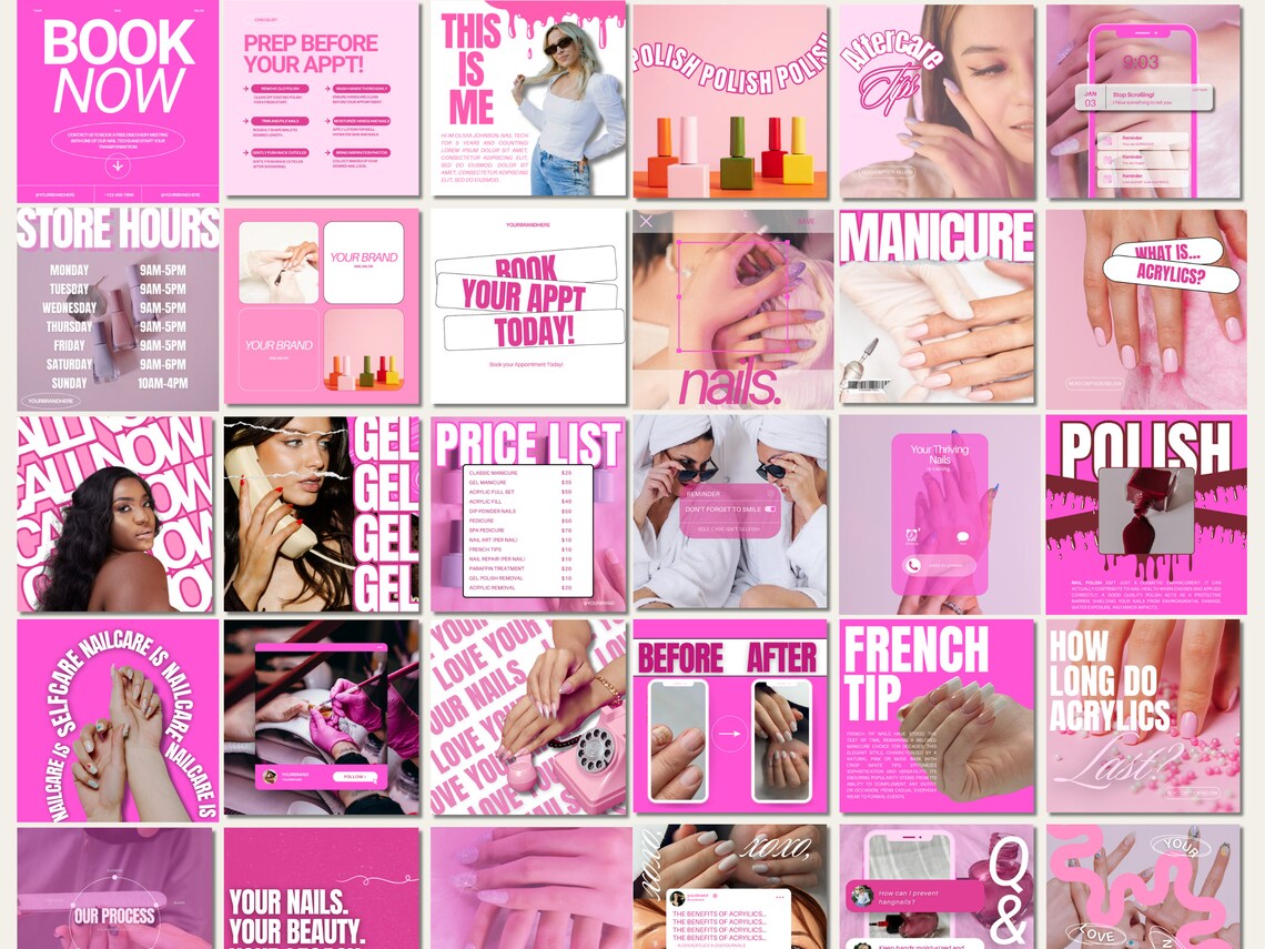 Pink Nail Tech Instagram, Nail Salon Instagram, Nail Tech Marketing ...