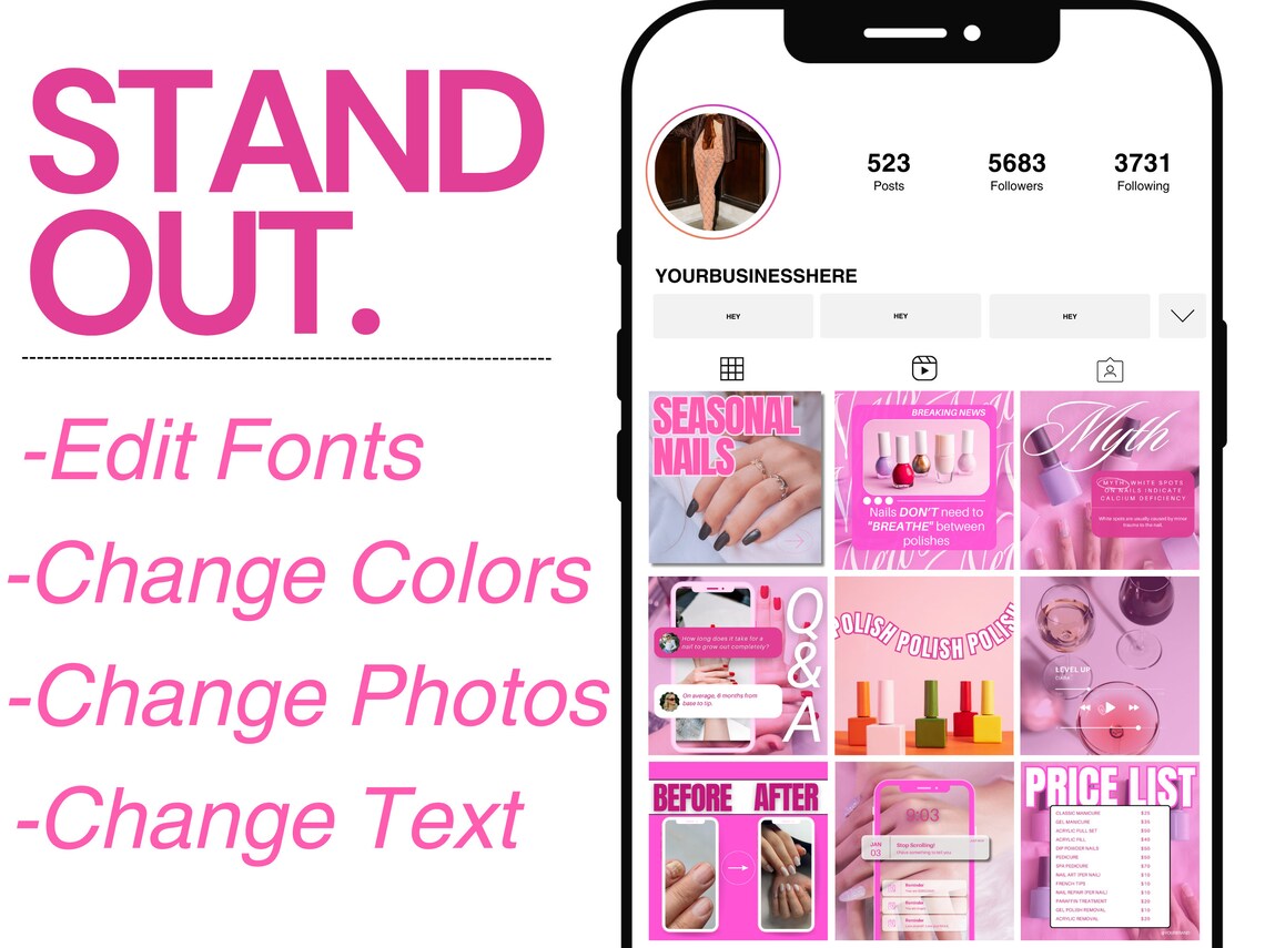 Pink Nail Tech Instagram, Nail Salon Instagram, Nail Tech Marketing ...