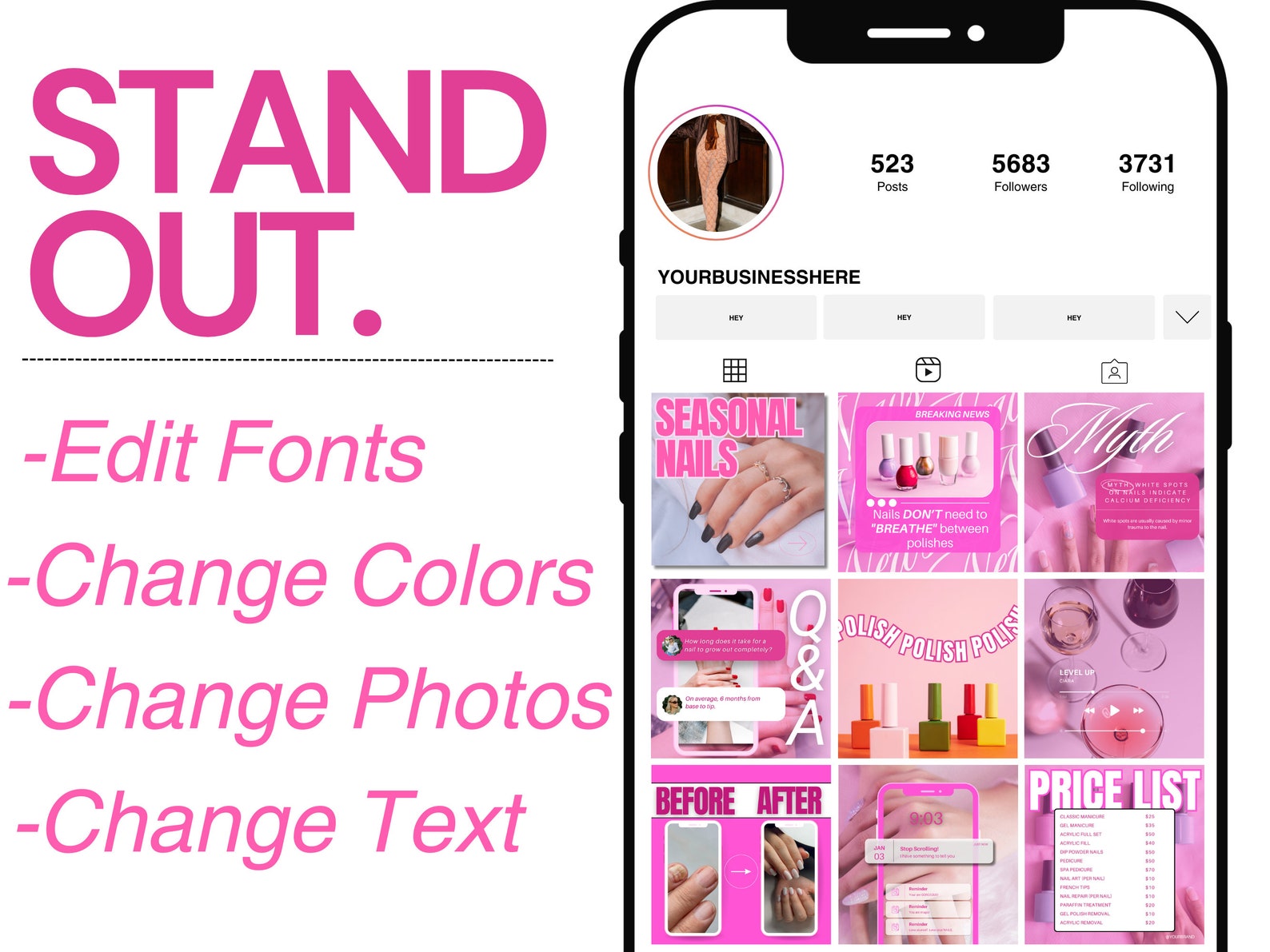 Pink Nail Tech Instagram, Nail Salon Instagram, Nail Tech Marketing ...