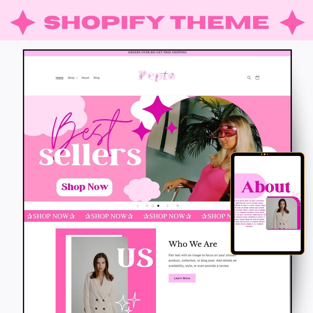 Pink Shopify Theme, Shopify Template , Minimalist Shopify Themes ...