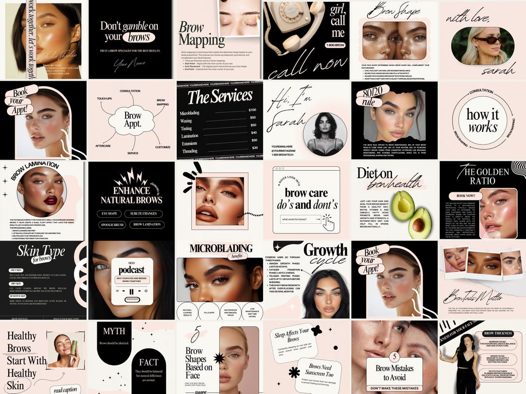 Brow Tech Instagram, Eyebrow Instagram, Brow Artist Templates, Brow ...