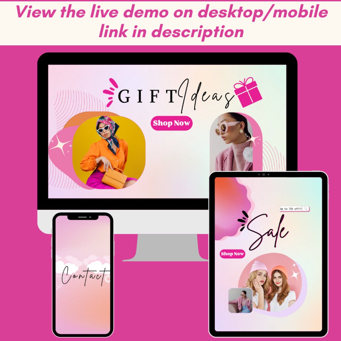 Y2k Shopify Theme/ Pink Shopify Theme/ Retro Shopify Theme/ Feminine Shopify Theme/ Boho Shopify ...