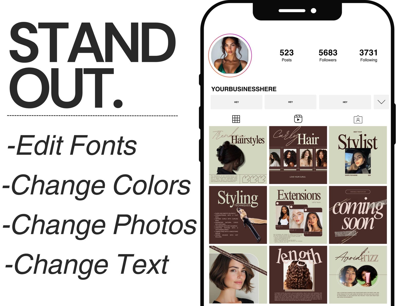 Hair Stylist Instagram Templates, Hair Stylist Templates, Hairstylist ...