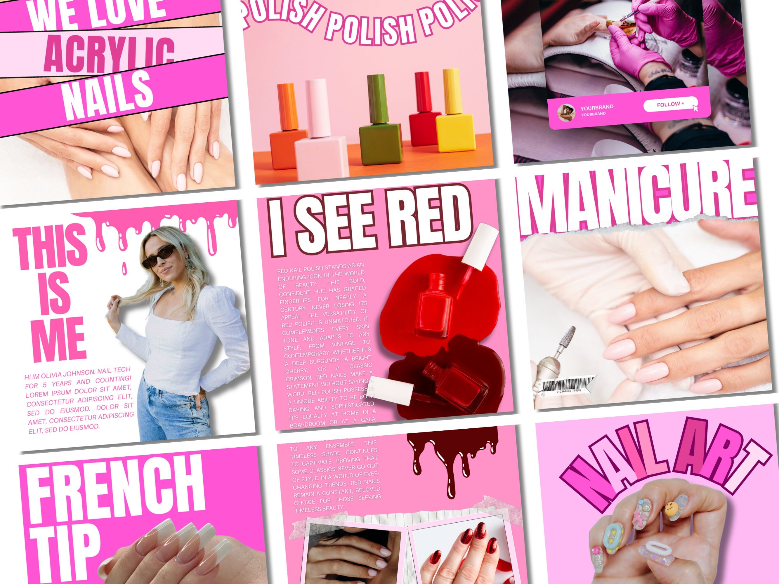 Pink Nail Tech Instagram, Nail Salon Instagram, Nail Tech Marketing ...