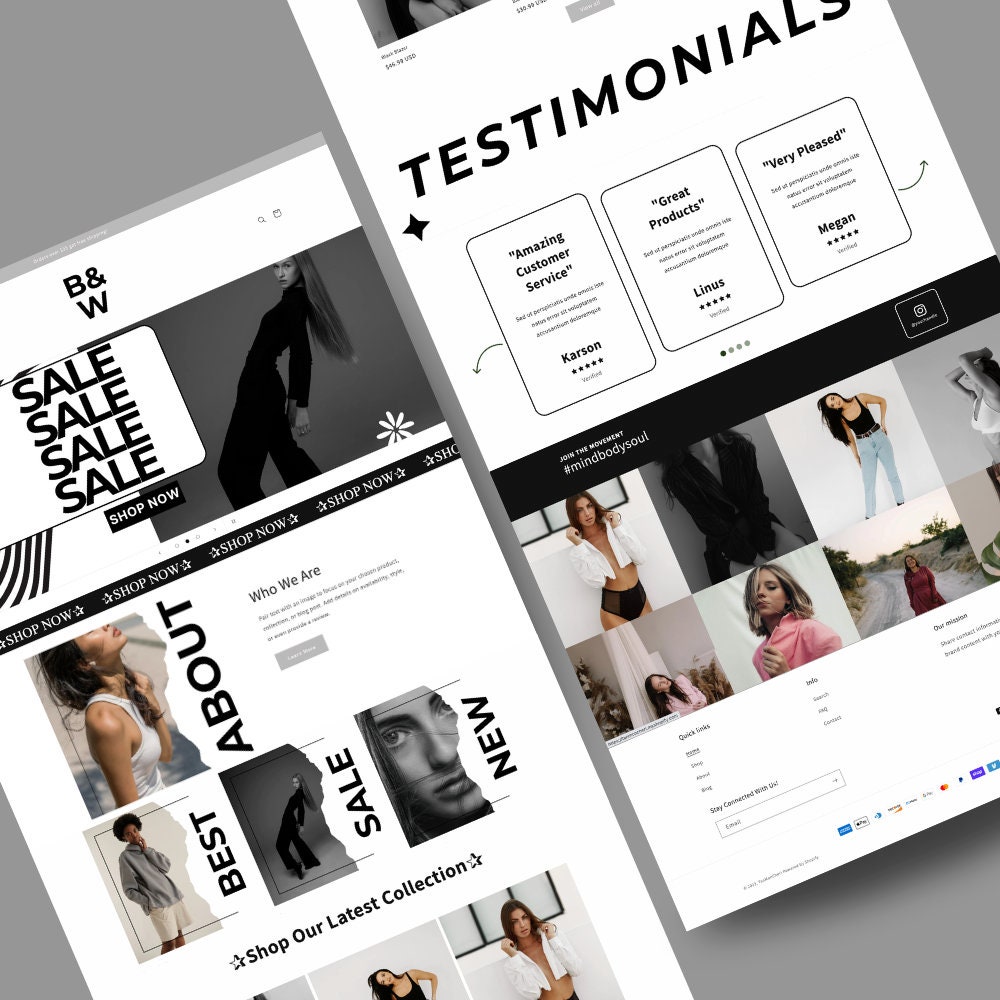 Black and White Shopify Theme, Shopify Banner, Shopify Store Template ...