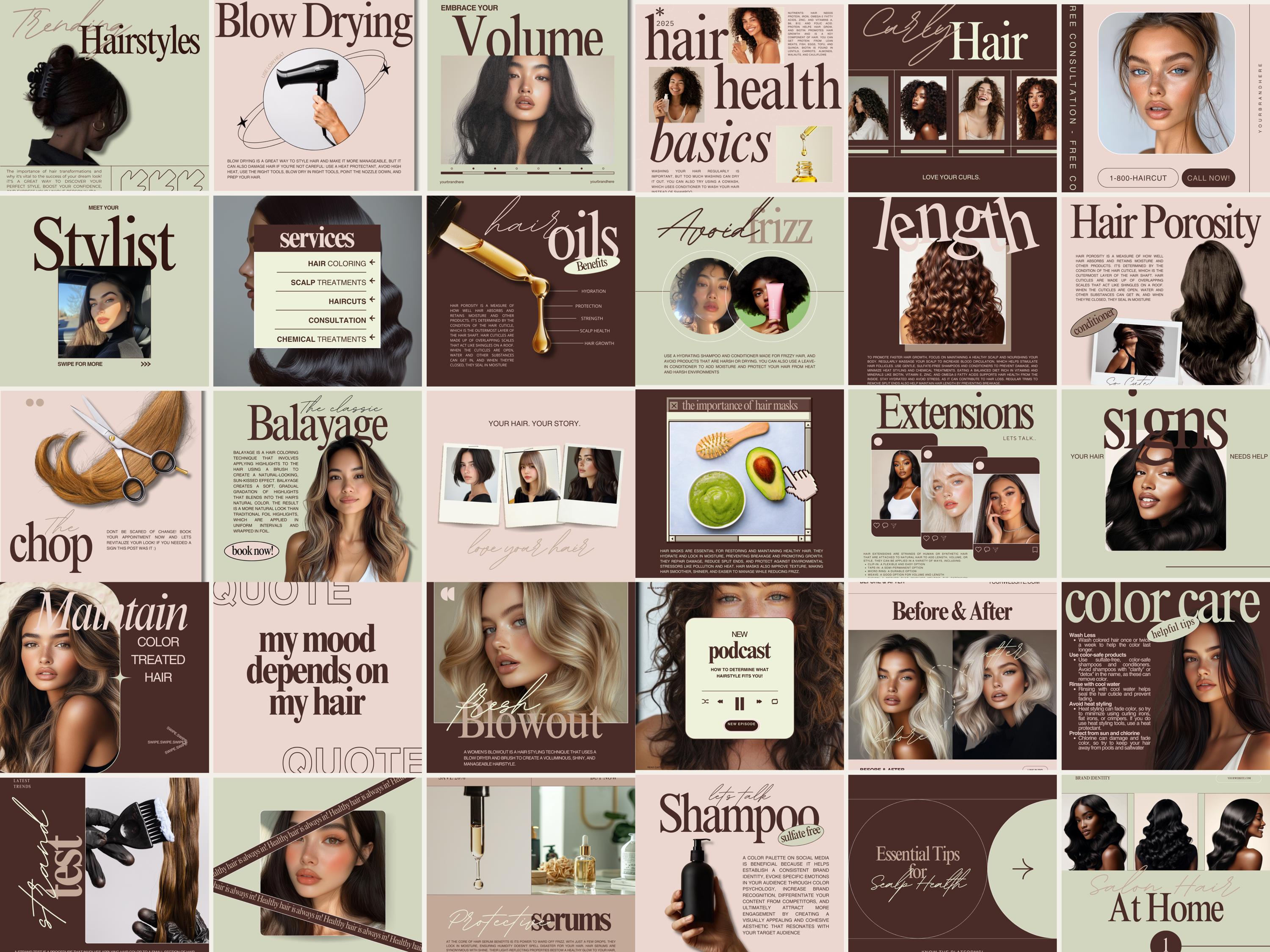 Hair Stylist Instagram Templates, Hair Stylist Templates, Hairstylist ...