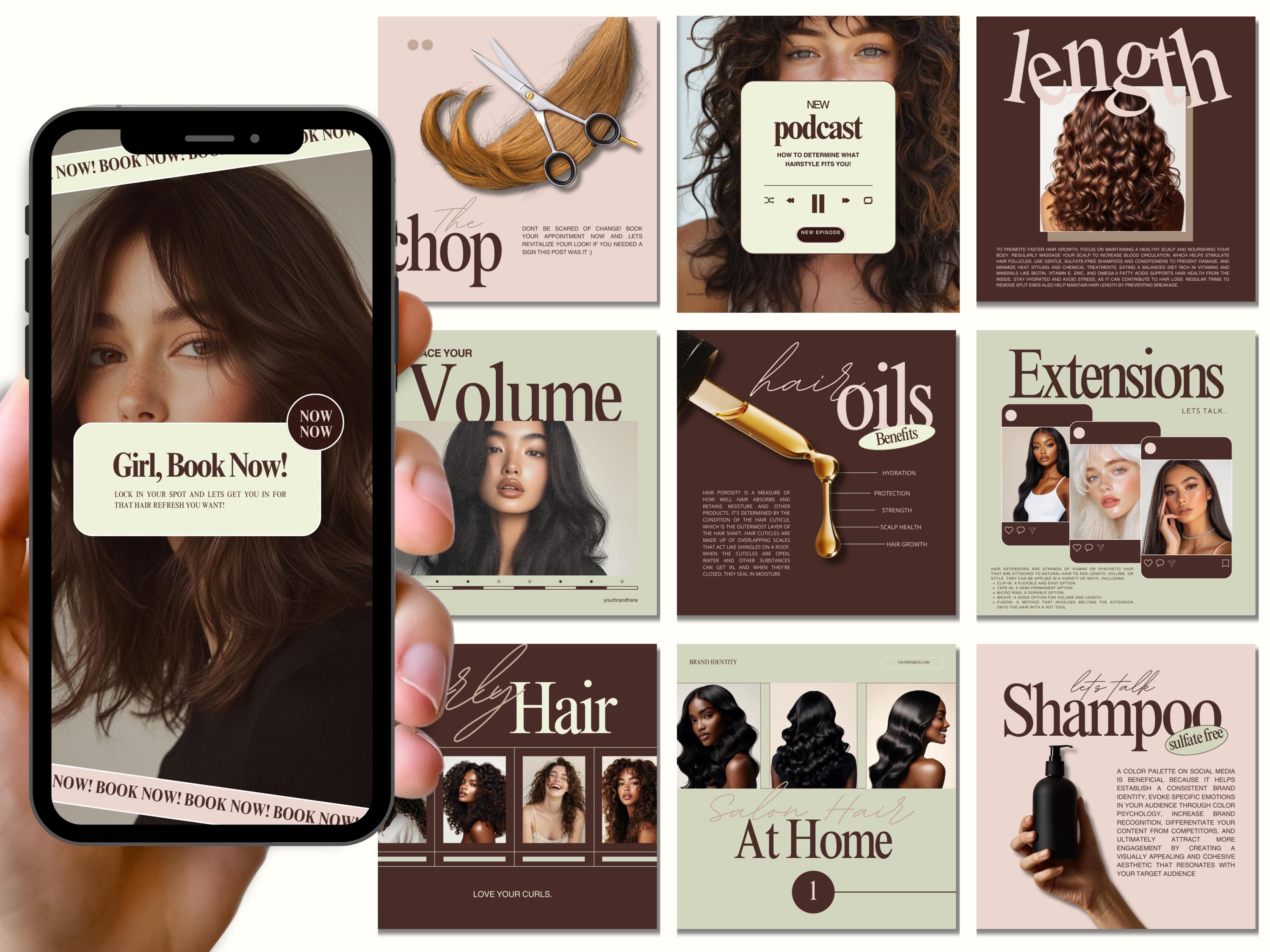 Hair Stylist Instagram Templates, Hair Stylist Templates, Hairstylist ...