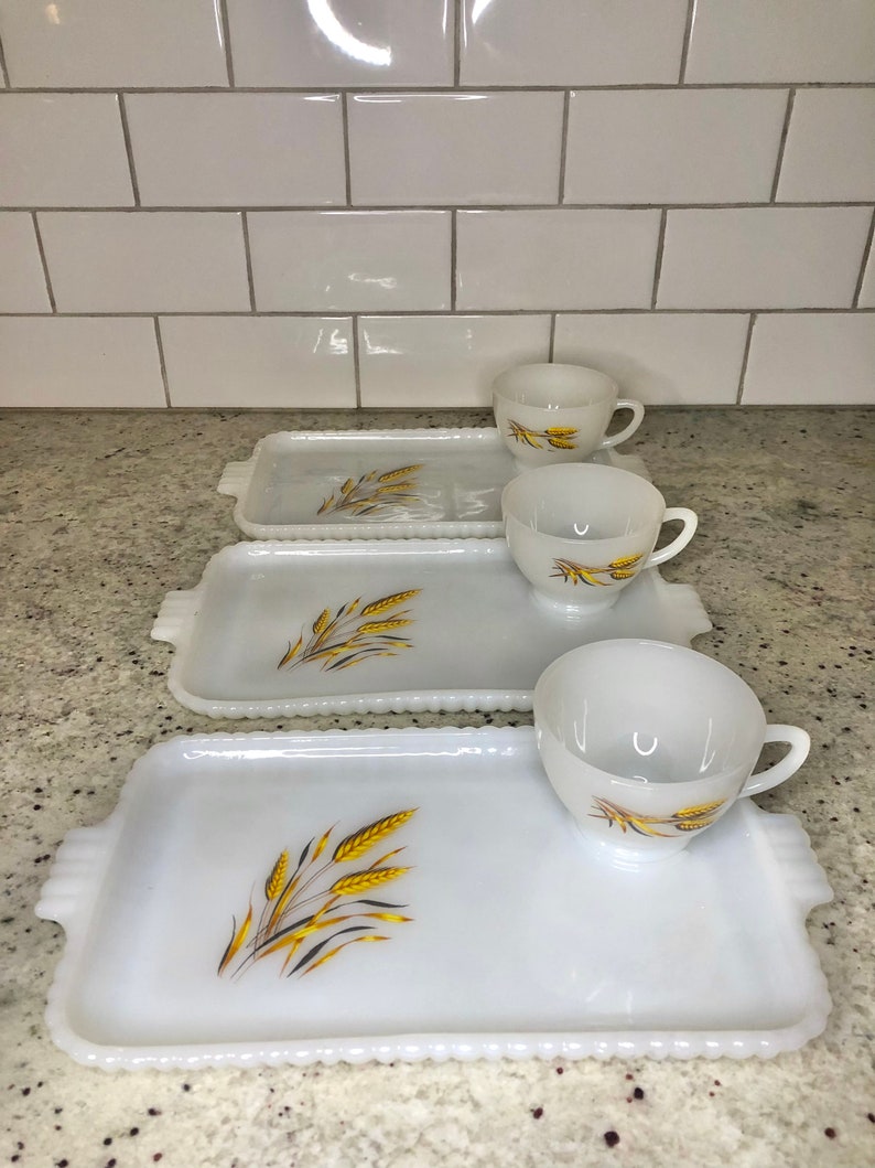 Anchor Hocking Milk Glass Luncheon Trays Wheat Pattern - Etsy