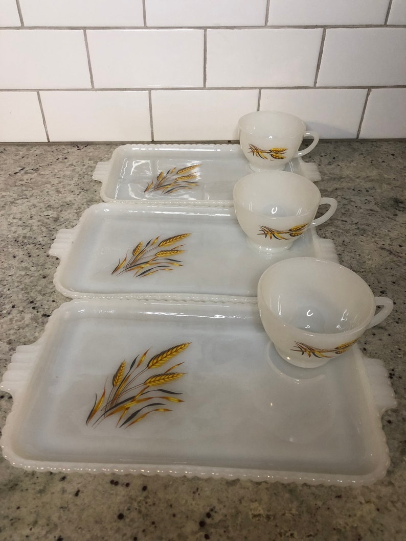 Anchor Hocking Milk Glass Luncheon Trays Wheat Pattern - Etsy