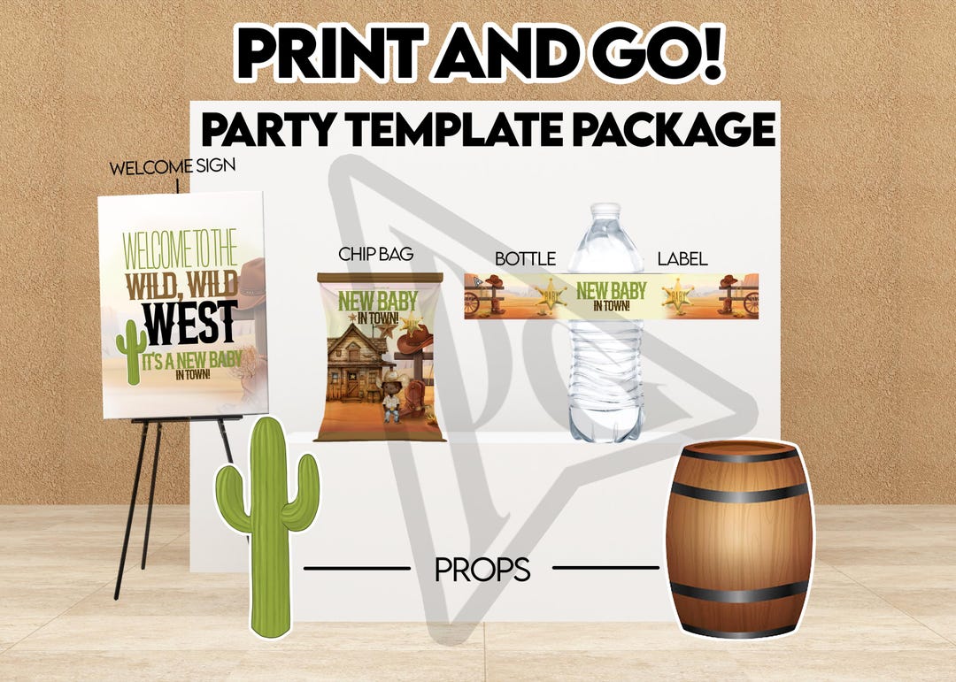 Western Party Templates: Cowboy Theme, Chip Bags, Water Bottle (PDF) - Etsy