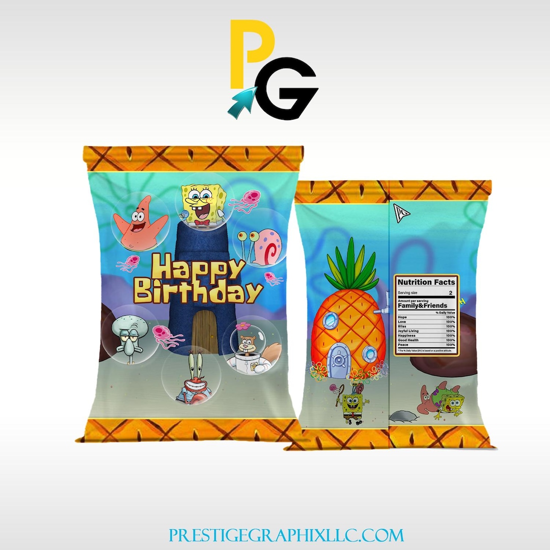 Spongebob Party Favor Zip Lock Chip Bags - Etsy