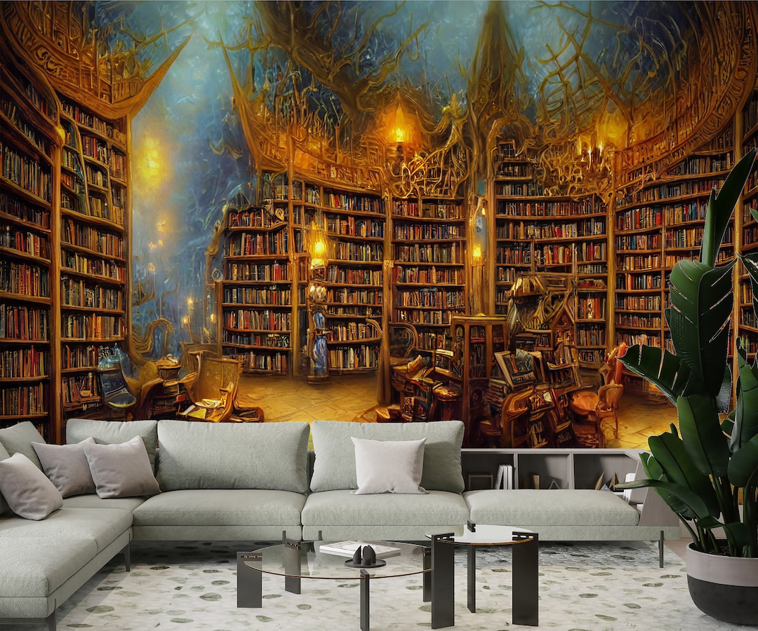 Magical Library Wallpaper Mural: Peel and Stick, Washable - Etsy