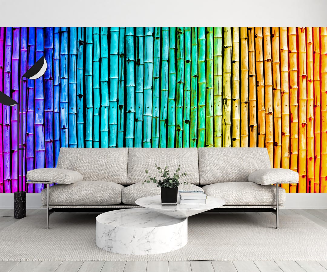 Rainbow Bamboo Peel and Stick Wallpaper, Colorful Wallpaper, Removable ...