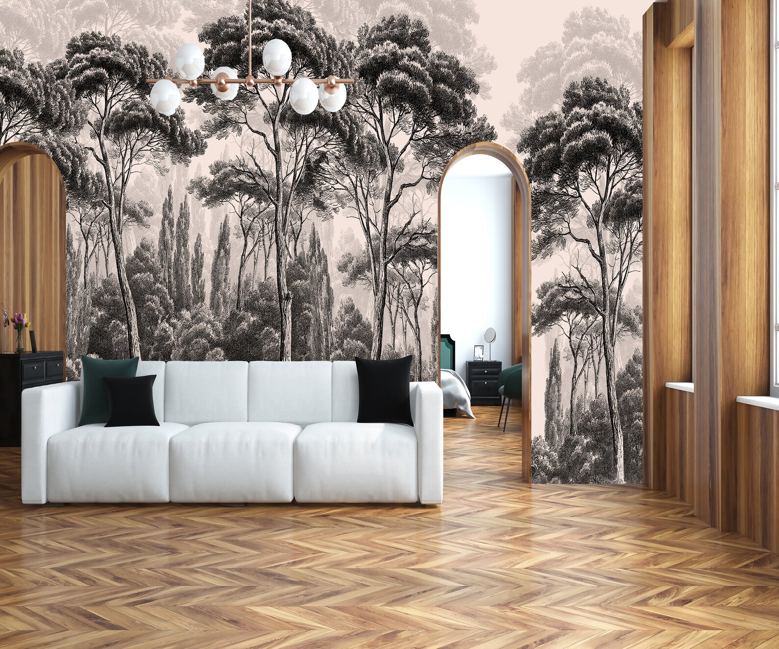 Tropical Forest Wallpaper Mural: Sketch Drawing, Peel and Stick - Etsy