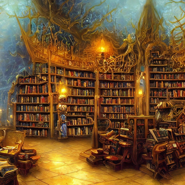 Bookshelf Wallpaper - Etsy