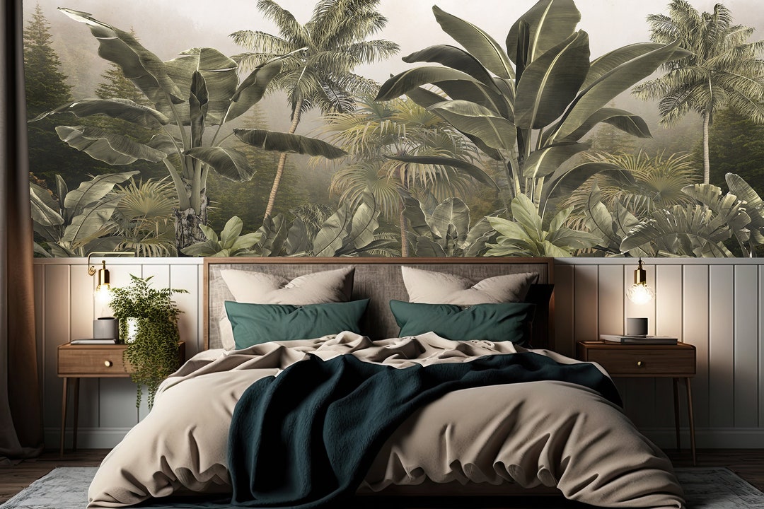 Palm Tree Themed | Peel and Stick | Non-woven | Textile | Tropical Wall ...