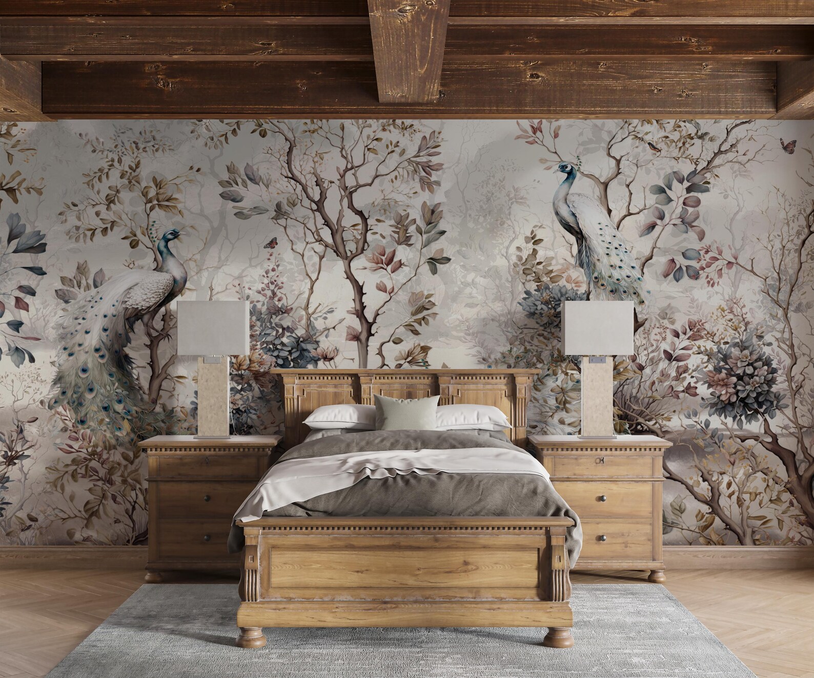 Chinoiserie Watercolor Removable Wallpaper, Peel and Stick Wallpaper ...