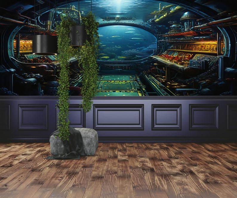 Submarine Cabin Undersea, Removable Wallpaper, Washable, Wall Mural ...