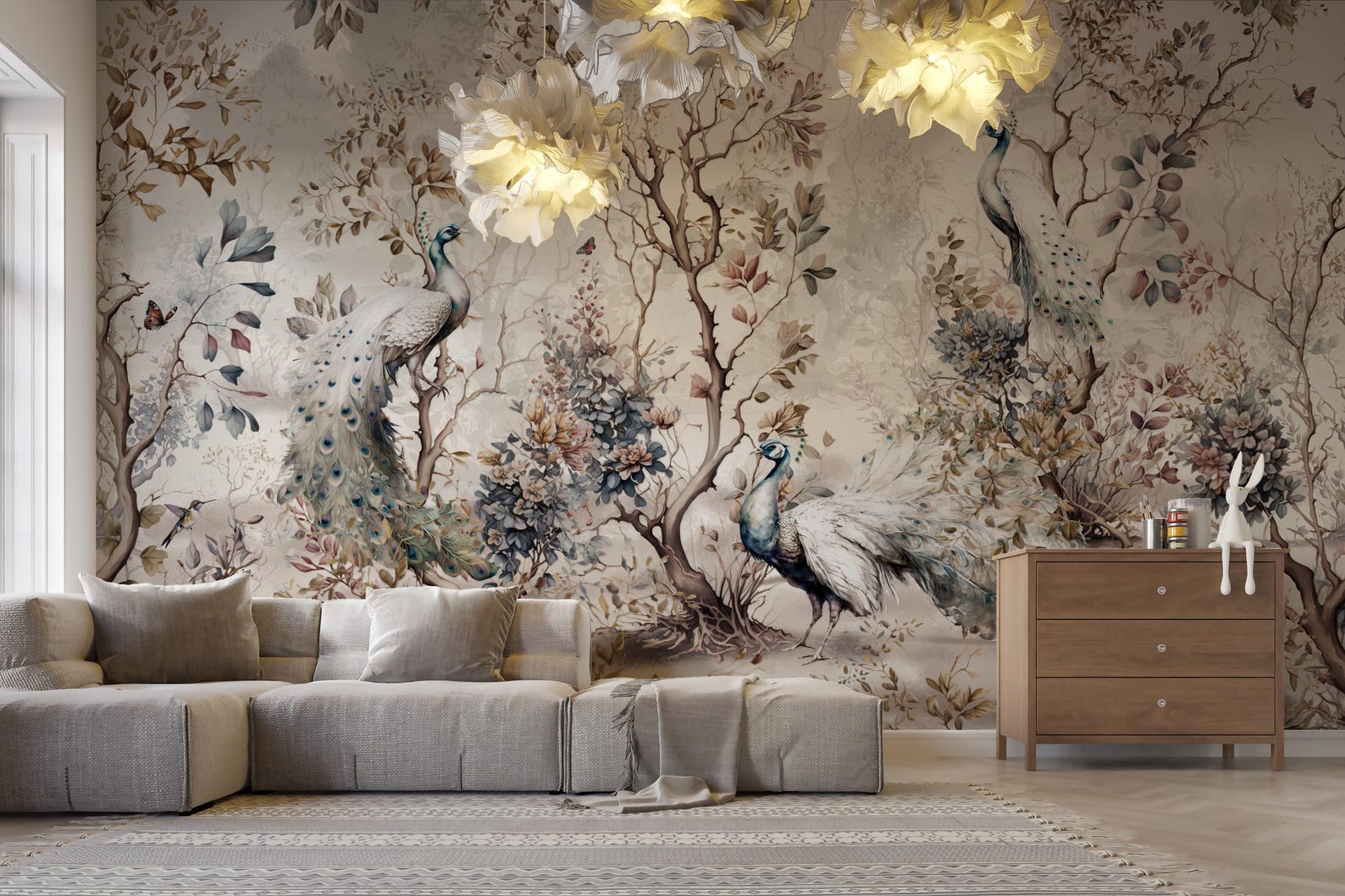Chinoiserie Watercolor Removable Wallpaper, Peel and Stick Wallpaper ...