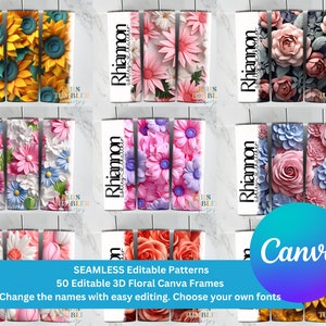 Canva Seamless Editable Pattern, 20oz Straight Tumbler, PNG Editable ...