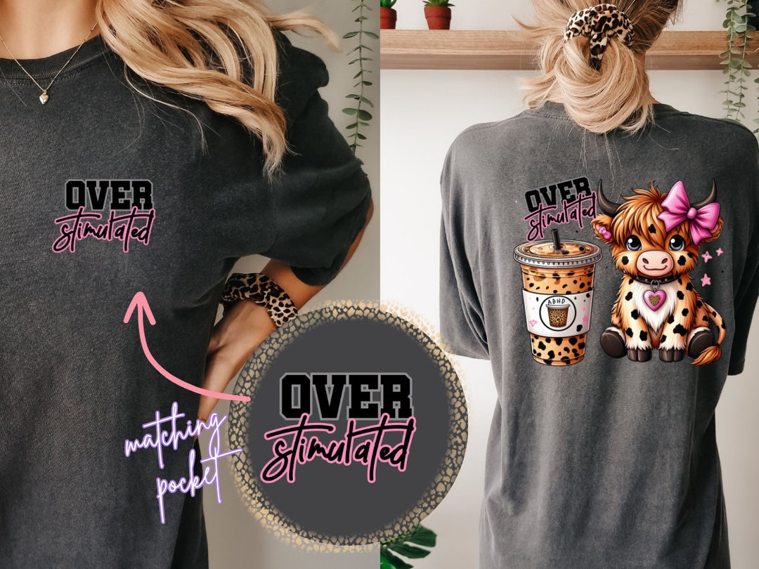 Highland Cow, T-shirt Design, With Matching Pocket Designs, Over ...