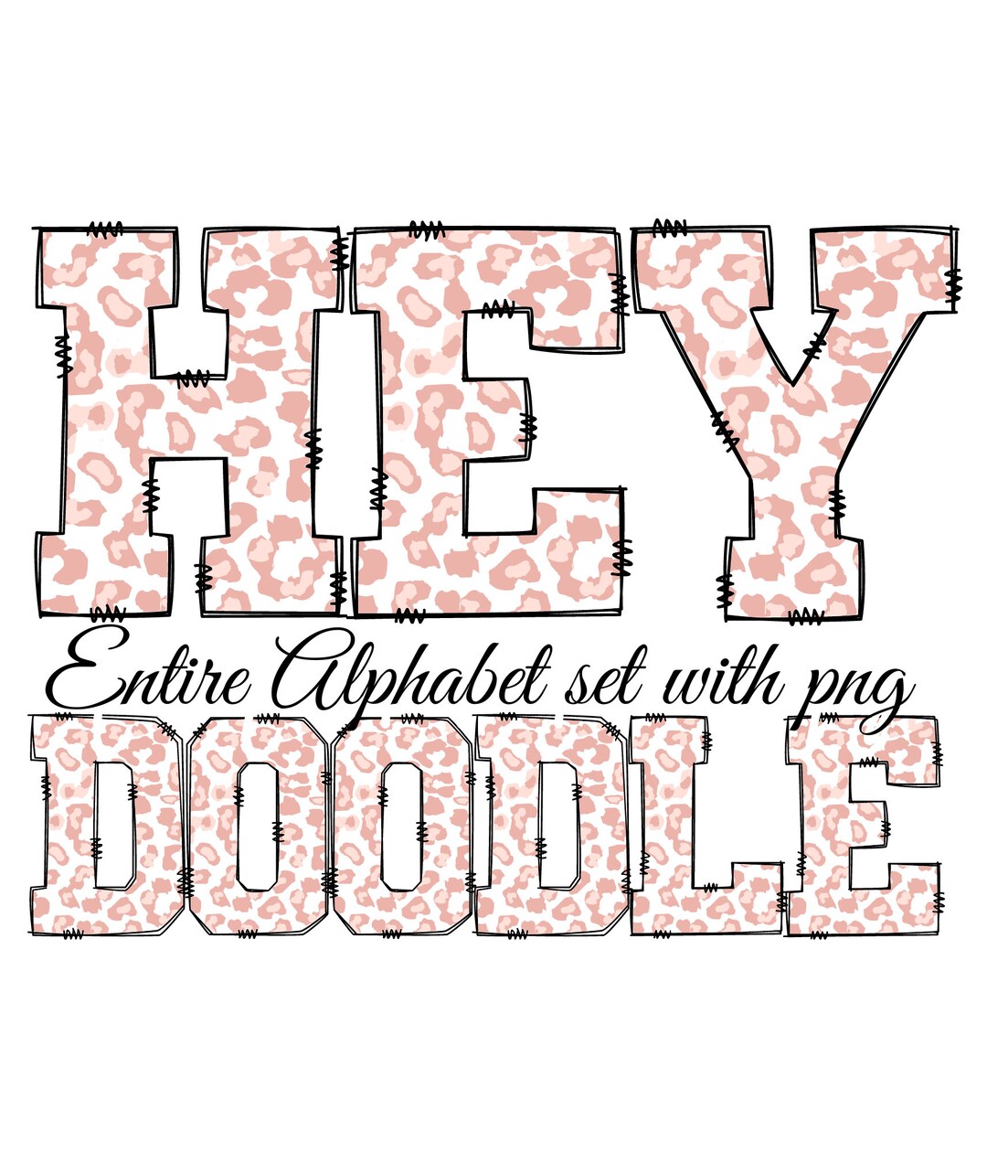 Brown Leopard Doodle Letters PNG, Cheetah Alphabet PNG, Sublimation ...