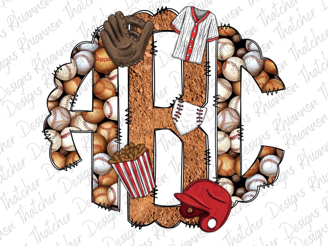 Baseball Monogram, With Hand Drawn Attached Clip Art, Custom Name ...