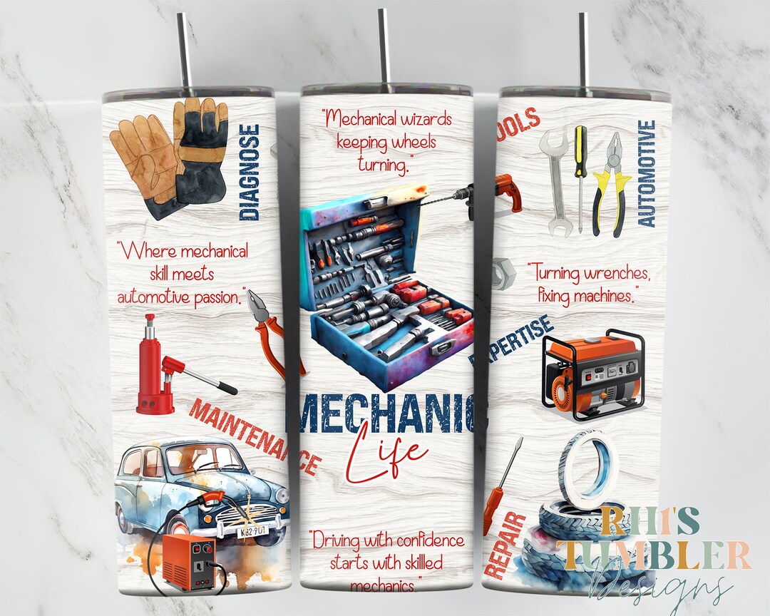 Mechanic Life 20oz Tumbler Wrap, Sublimation Prints, Digital Download ...