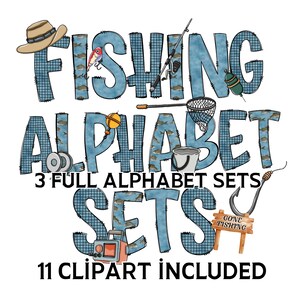 Fishing Doodle Letters, 3x Alphabet Sets, 11 Individual Clipart ...
