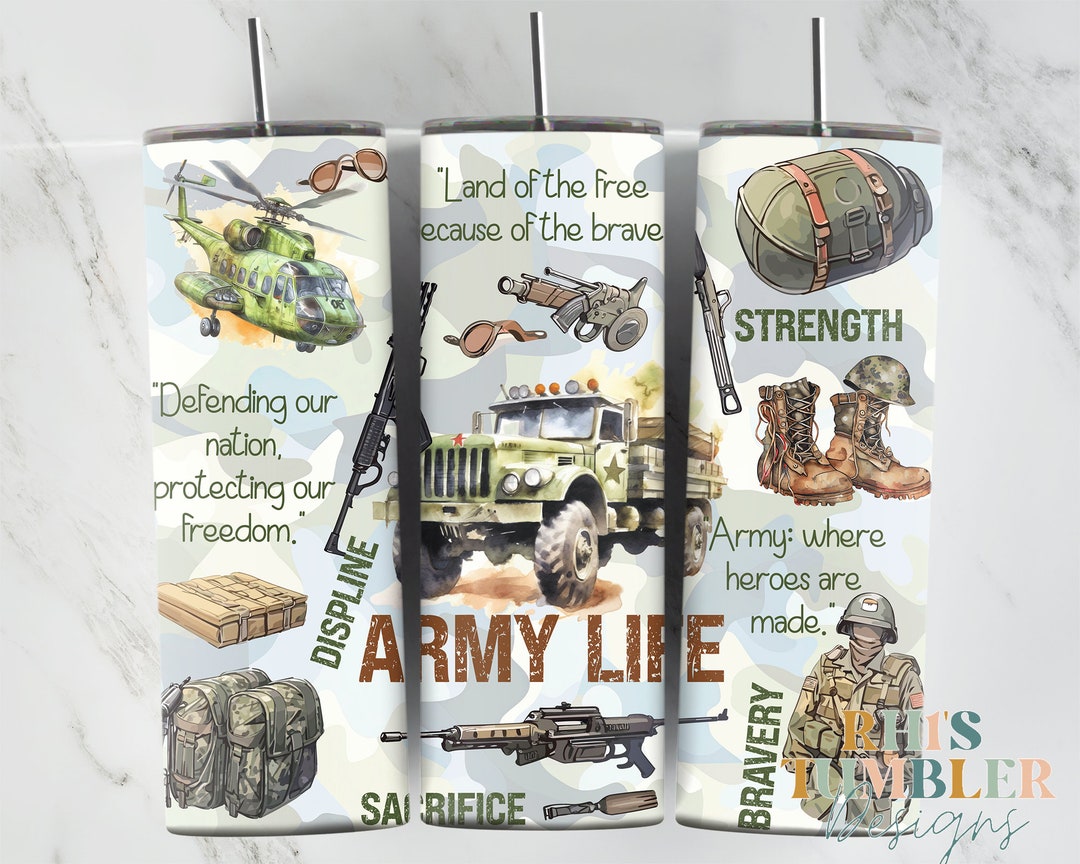 Army Life 20oz Tumbler Wrap, Sublimation Prints, Army Wife Png Digital ...