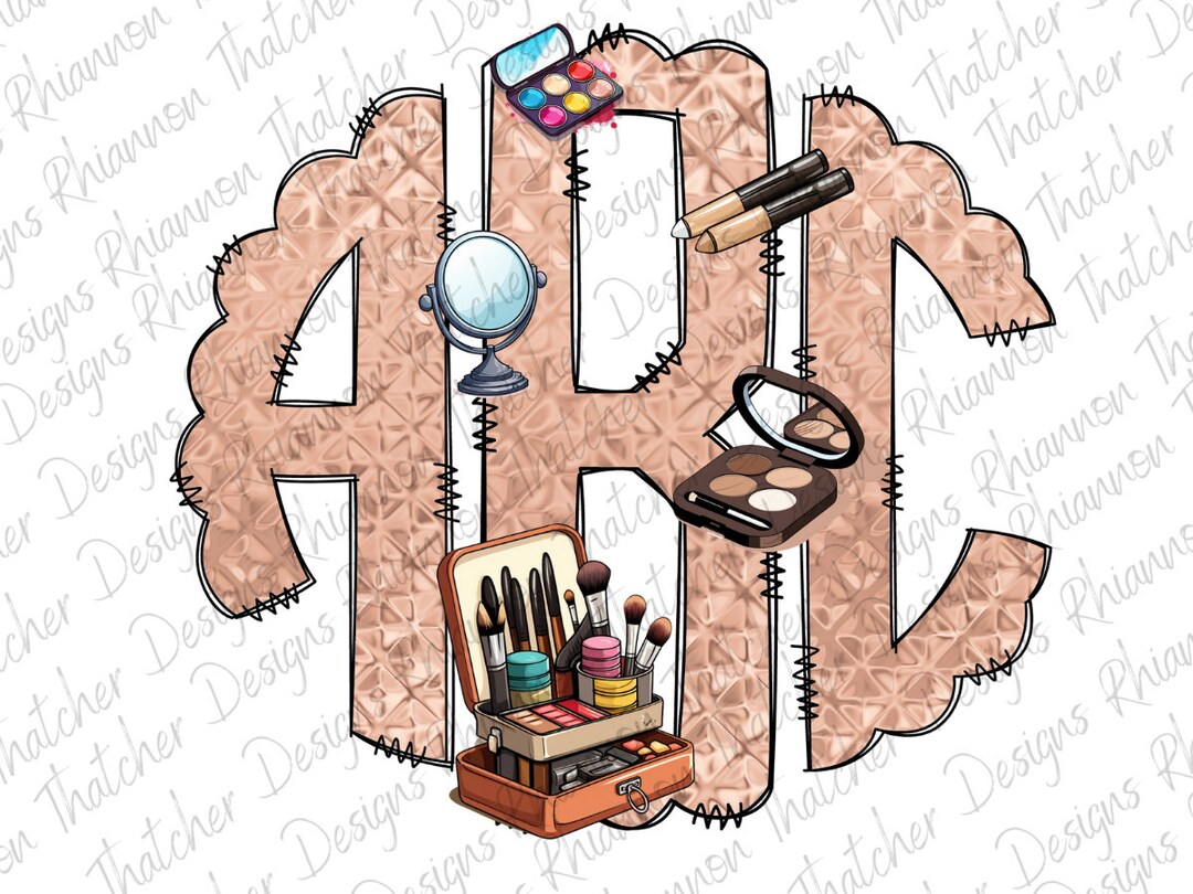 Makeup Monogram, With Attached Clip Art, Custom Name Doodle Letters ...