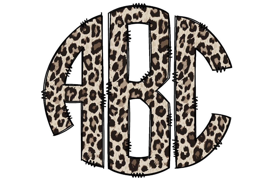 Cheetah Doodle Round Monogram Initials, Circle Monogram, Custom Name ...