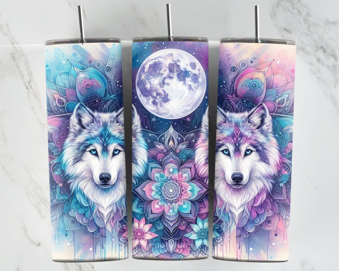Wolves With the Moon, Pastel Sunflower, 20oz Tumbler Wrap, Pastel ...