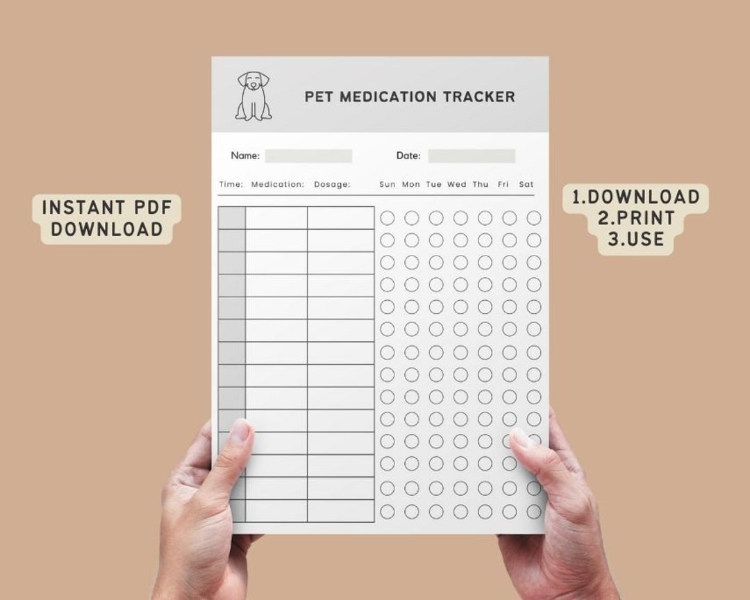 Pet Medication Tracker | Dog Printable | PDF | Digital Download ...