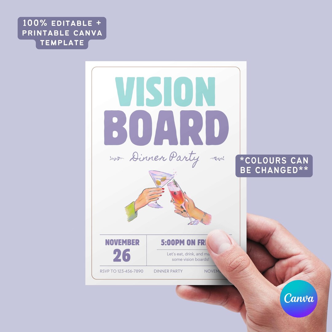 Vision Board Dinner Party Invitation Instant Download Canva Party ...