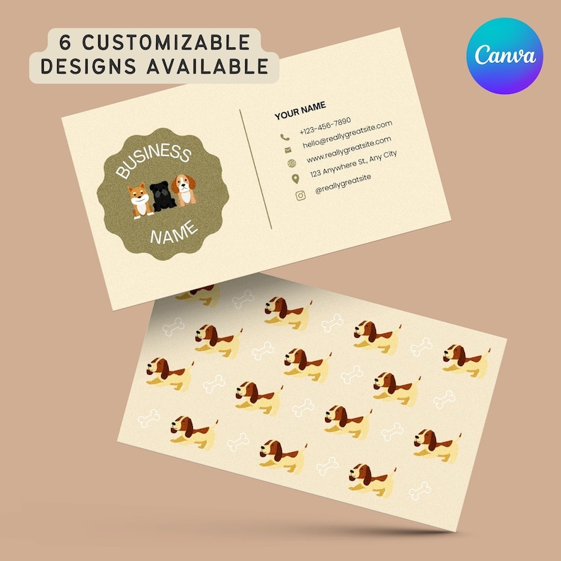 Fully Editable Pet Business Card Dog Walking | Pet Sitting | Dog ...