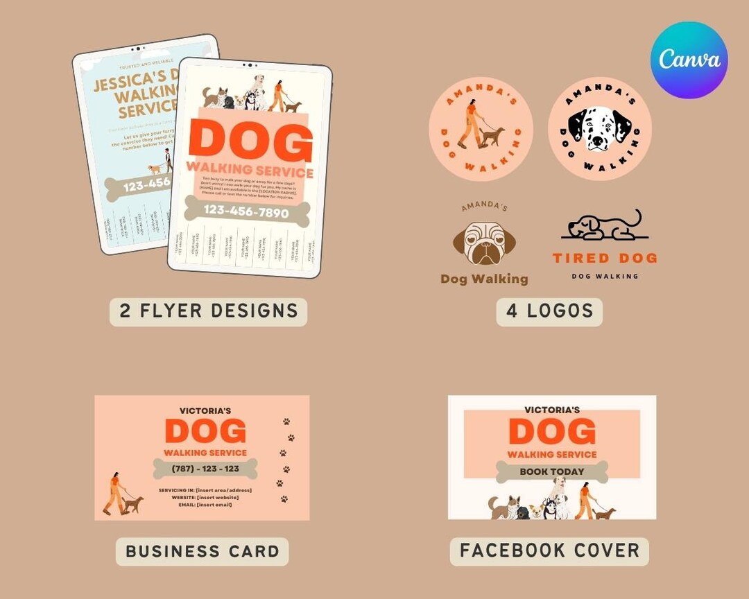Dog Walking Templates | Dog Walker | Dog Walk Service Logo | Dog ...