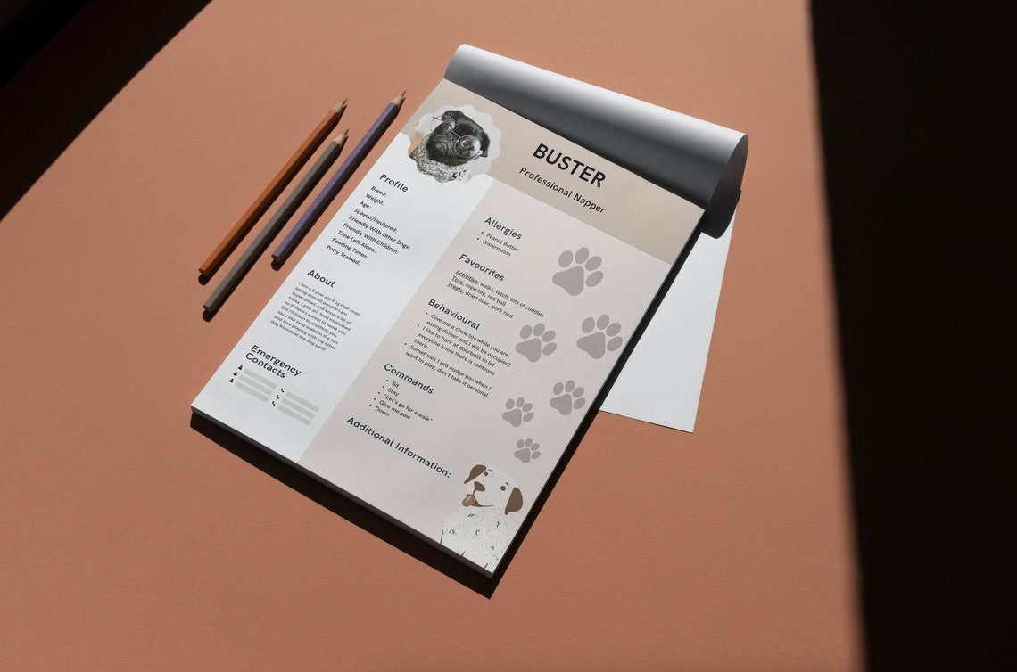 Pet Profile CANVA Template Printable Doggy Daycare Instant - Etsy Canada
