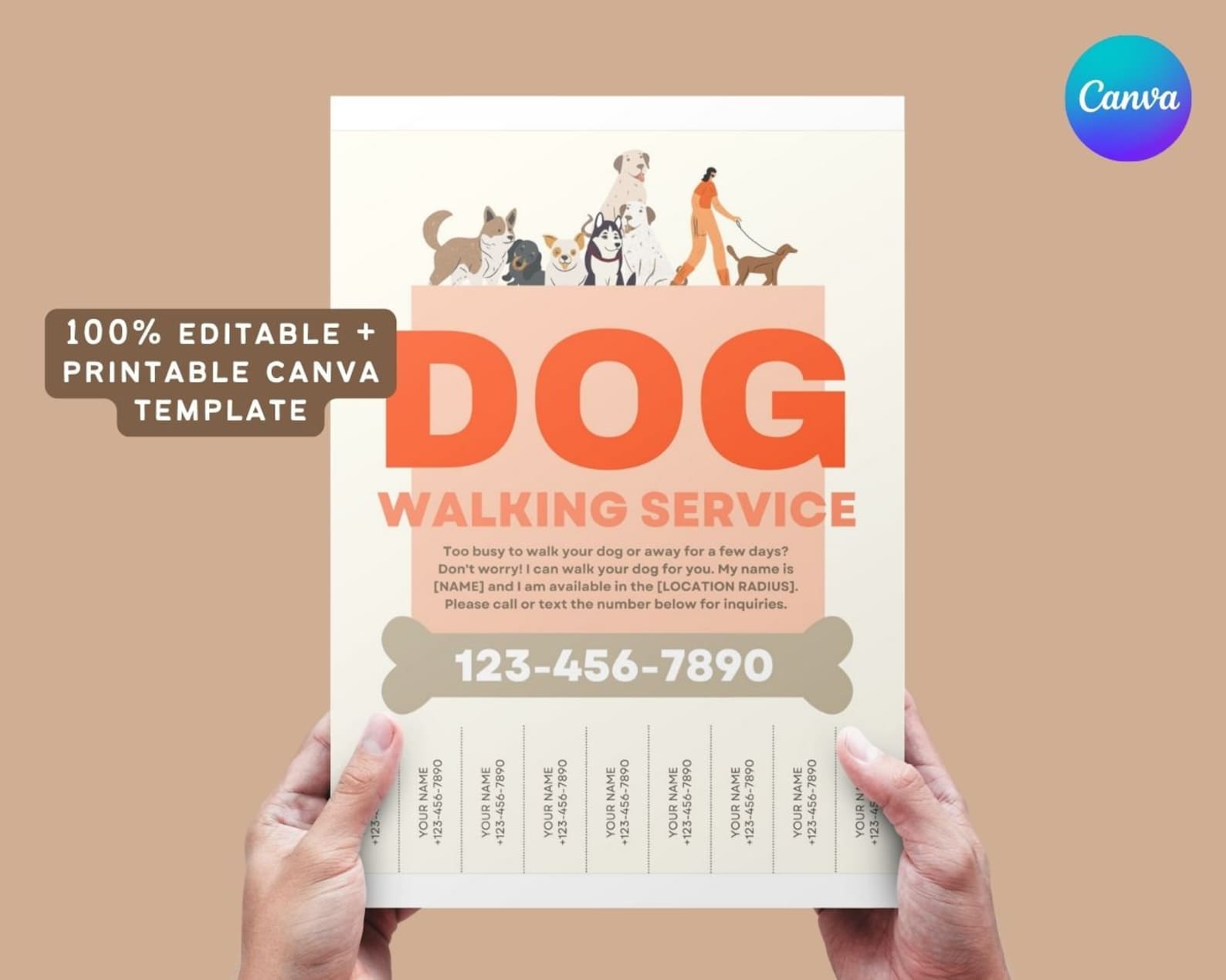 Dog Walker Editable Flyer Printable Canva Template | Instant Download ...