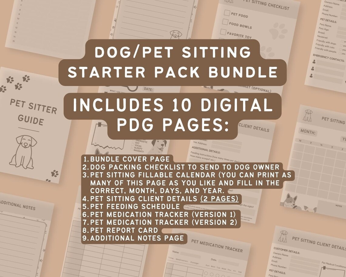 Pet Care Printable Starter Package | Printable | Easy Download | Dog ...