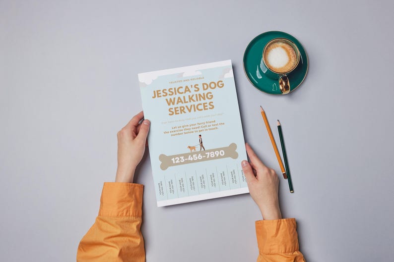 Dog Walker Editable Flyer Printable Canva Template | Instant Download ...