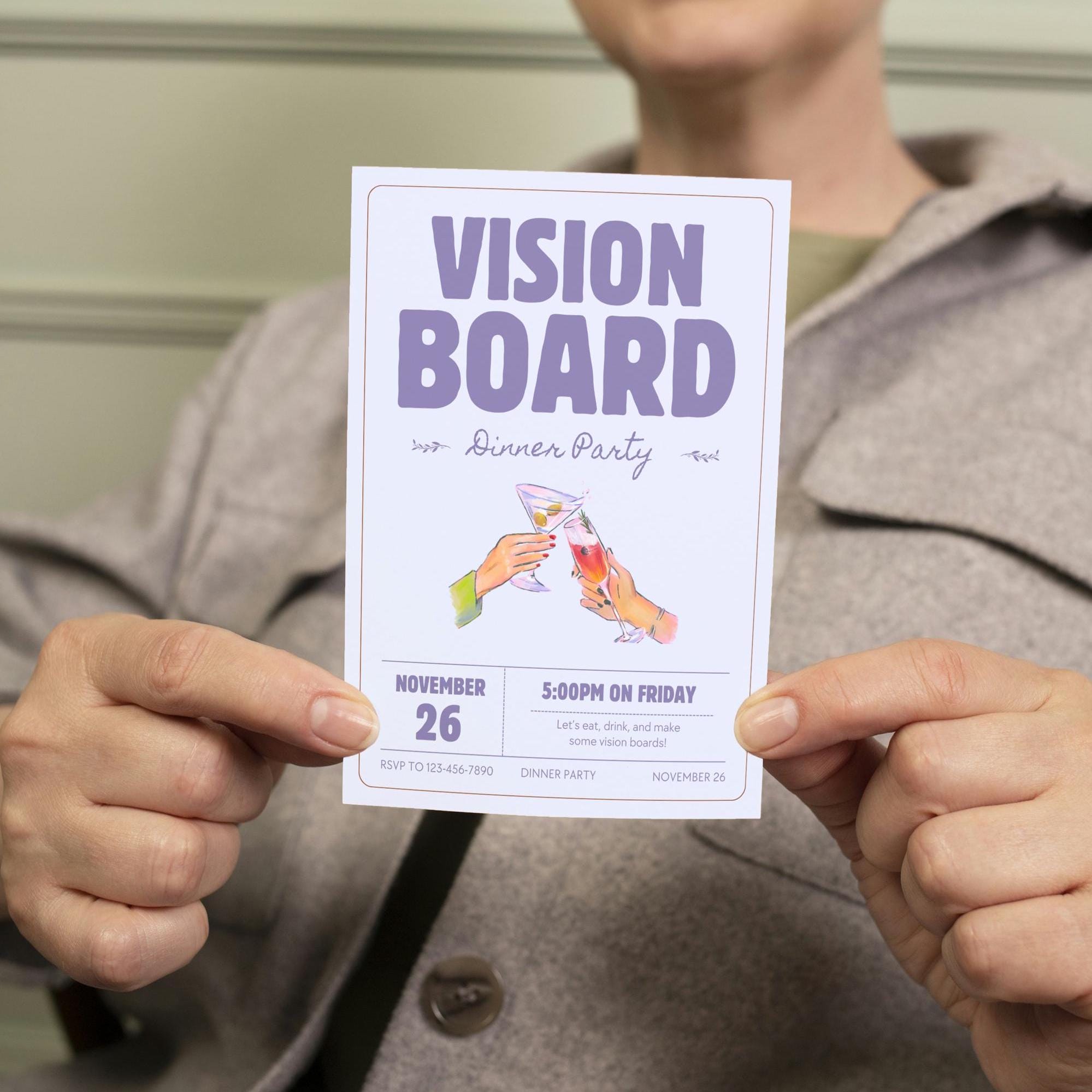 Vision Board Dinner Party Invitation Instant Download Canva Party ...