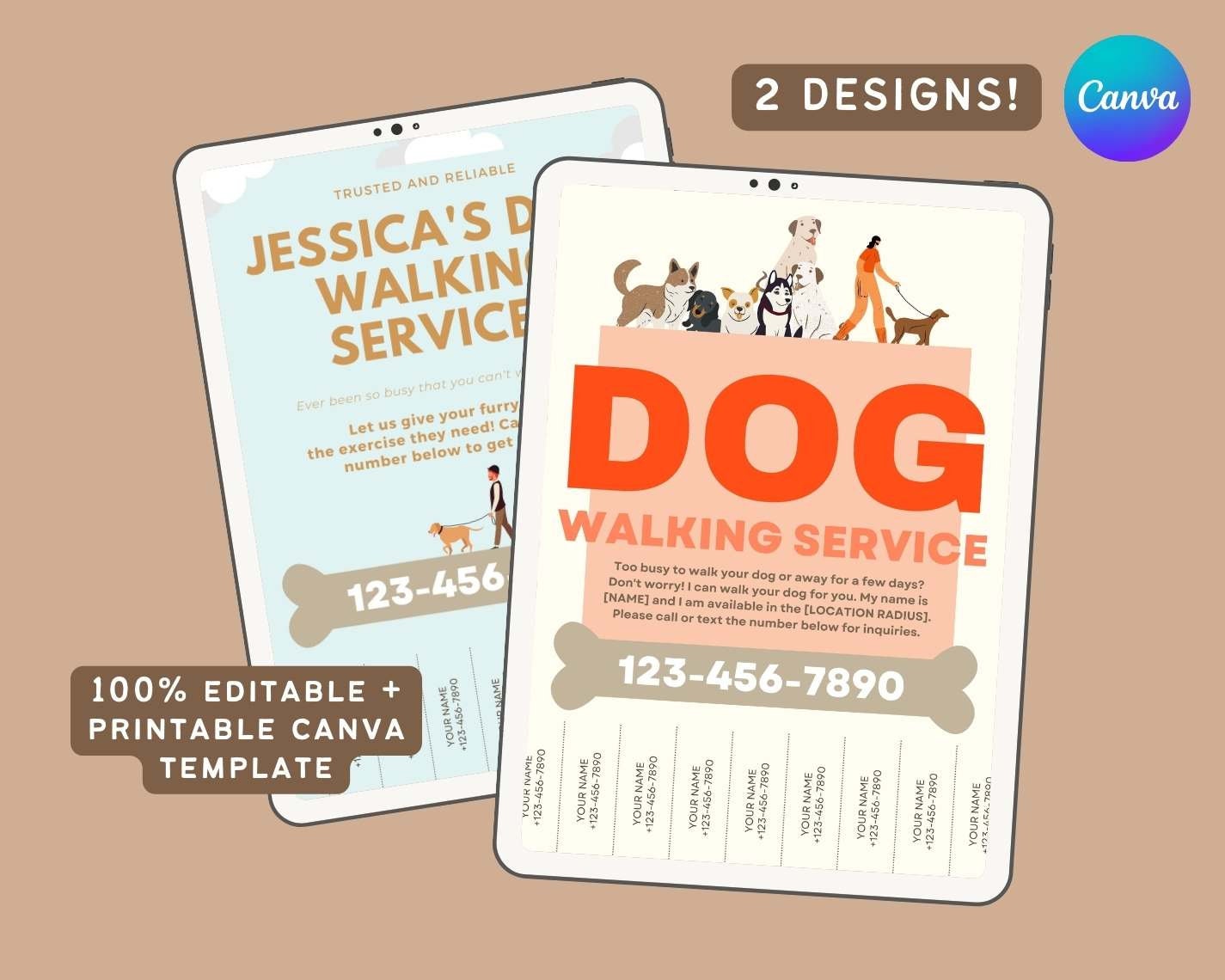 Dog Walker Editable Flyer Printable Canva Template | Instant Download ...