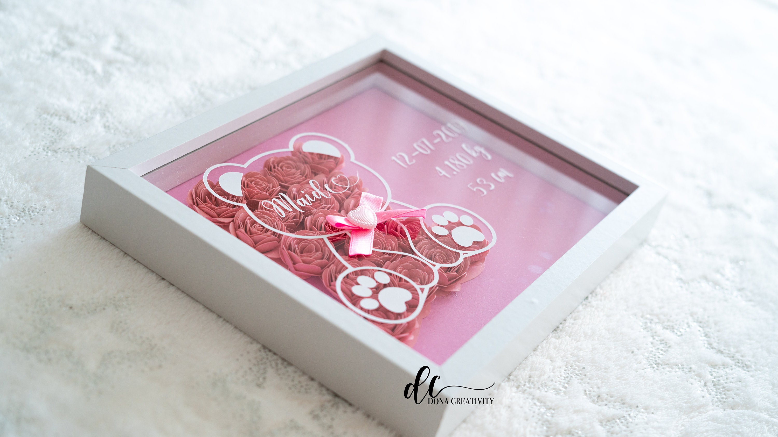 Teddy Bear Flower Box / Rose Box / Paper Flower Shadow Box / Gift for ...