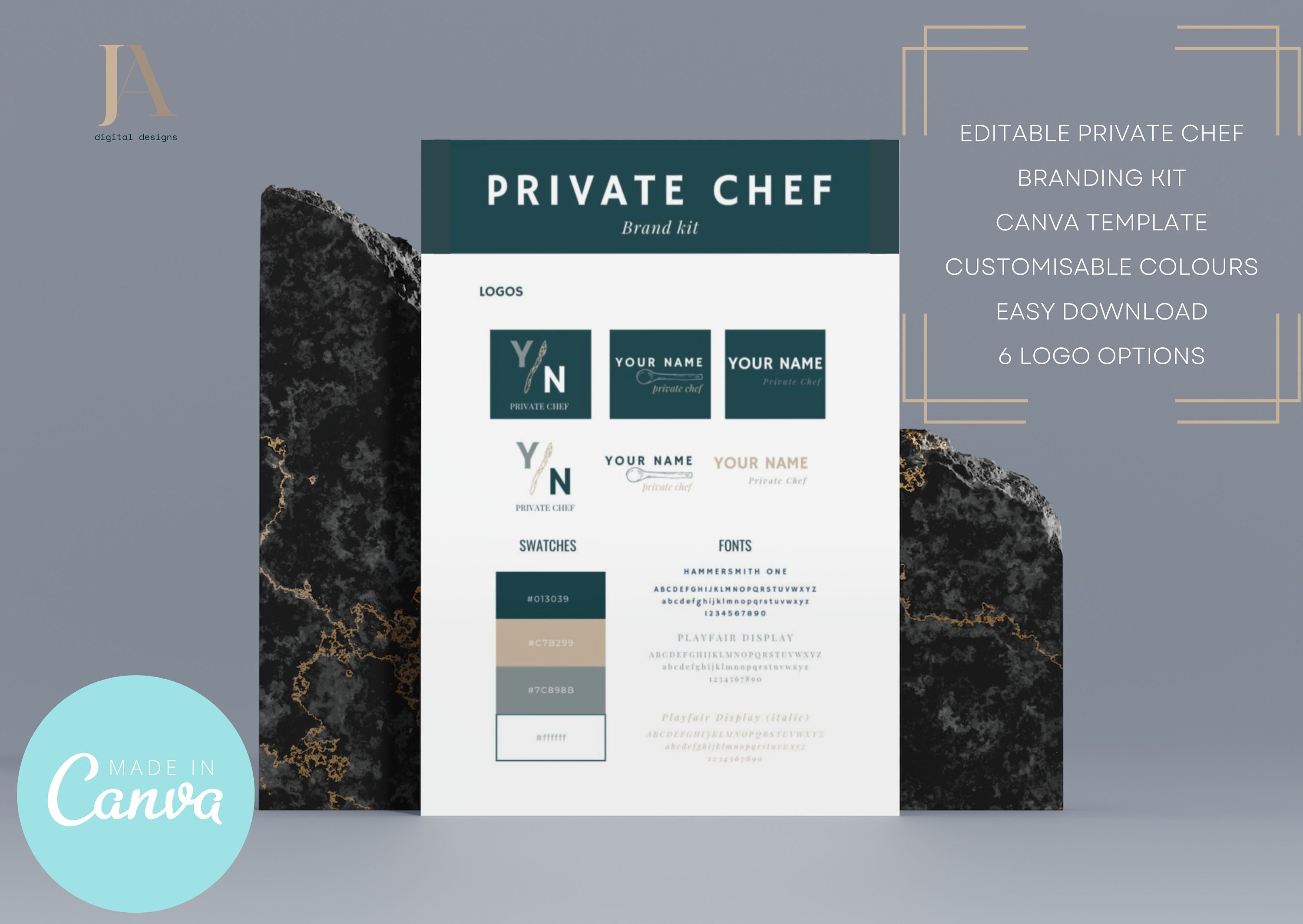 Private Chef Branding Kit Template Canva Editable Brand Kit - Etsy
